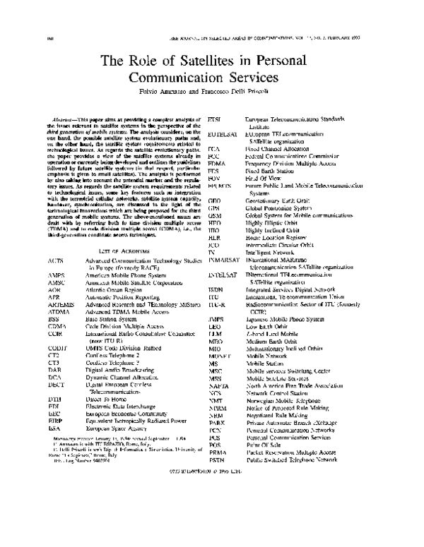(PDF) The role of satellites in personal communication services
