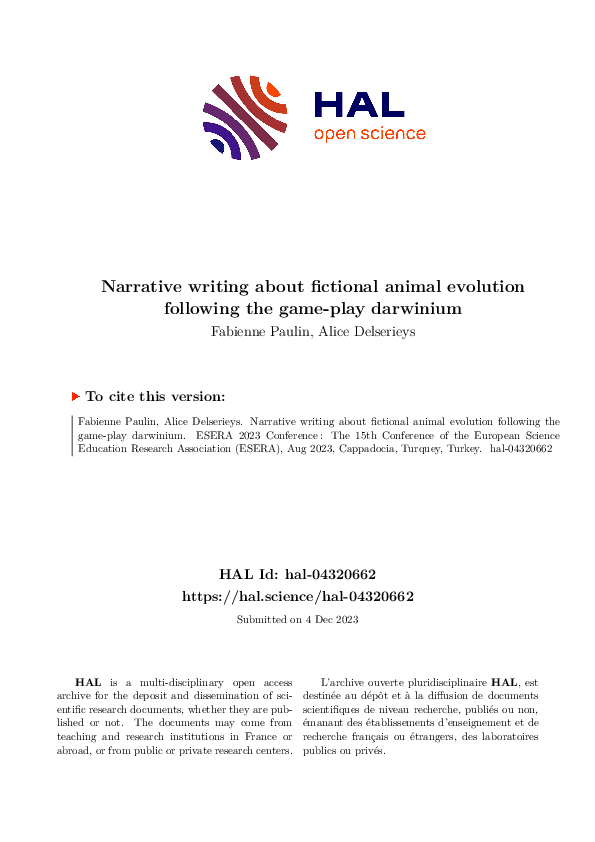 (PDF) Narrative writing about fictional animal evolution following the ...