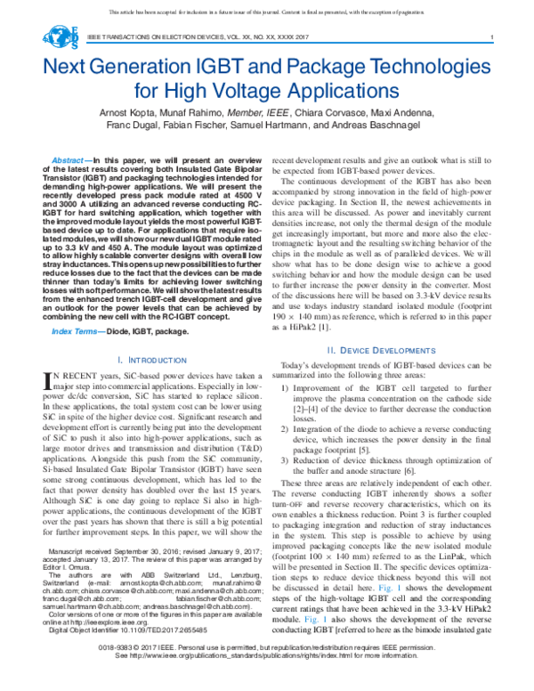 (PDF) Next Generation IGBT and Package Technologies for High Voltage ...