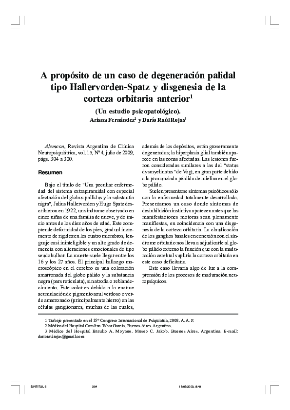 (PDF) A propósito de un caso de degeneración palidal tipo Hallervorden ...