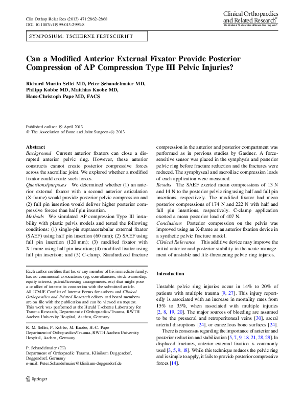 (PDF) Can a Modified Anterior External Fixator Provide Posterior ...