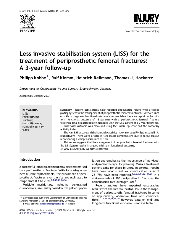 (PDF) Less invasive stabilisation system (LISS) for the treatment of ...