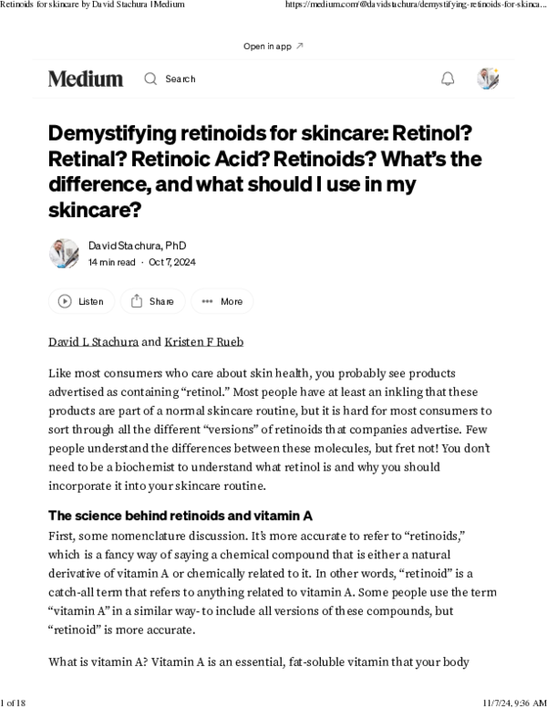 (PDF) Demystifying retinoids for skincare: Retinol? Retinal? Retinoic ...