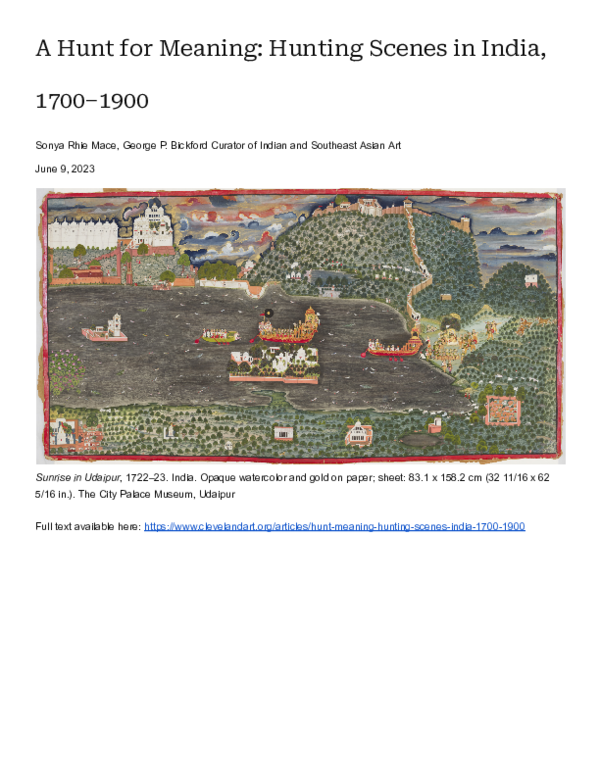 (PDF) A Hunt for Meaning: Hunting Scenes in India, 1700–1900
