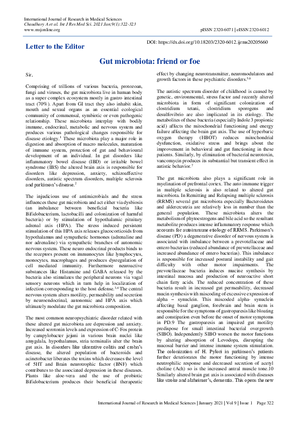 (PDF) Gut microbiota: friend or foe