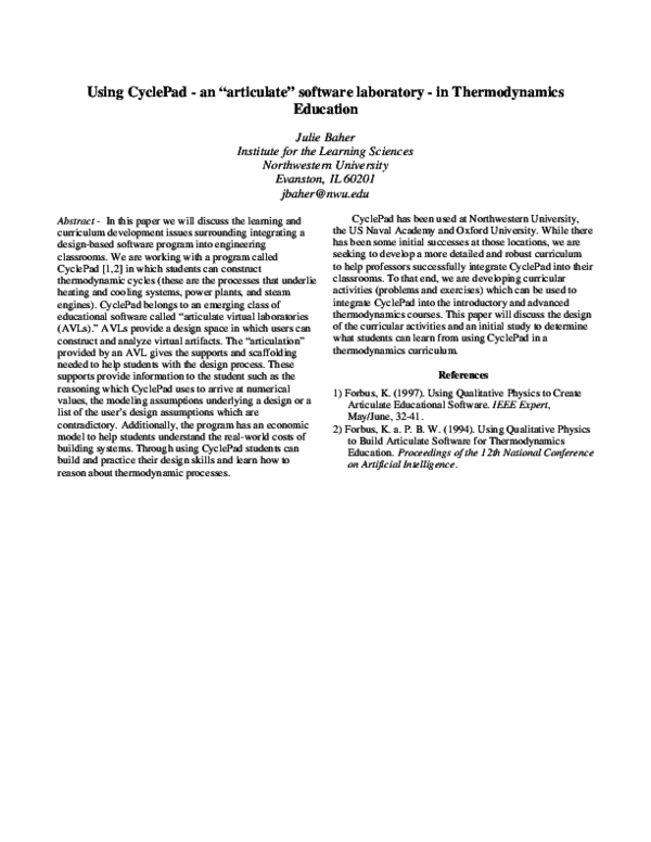 (PDF) Using CyclePad-an “articulate” software laboratory-in ...