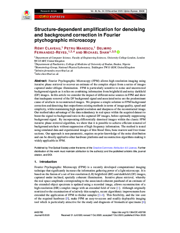 (PDF) Structure-dependent amplification for denoising and background correction in Fourier ...