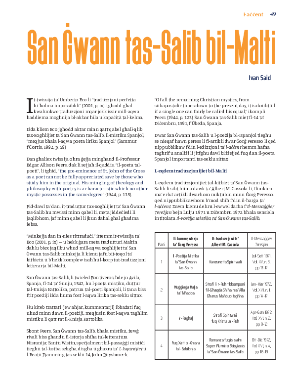 (PDF) San Ġwann tas-Salib bil-Malti