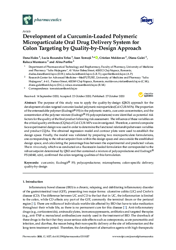 (PDF) Development of a Curcumin-Loaded Polymeric Microparticulate Oral ...
