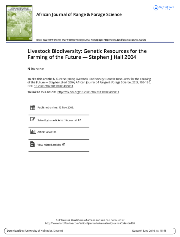 (PDF) Livestock Biodiversity: Genetic Resources for the Farming of the ...