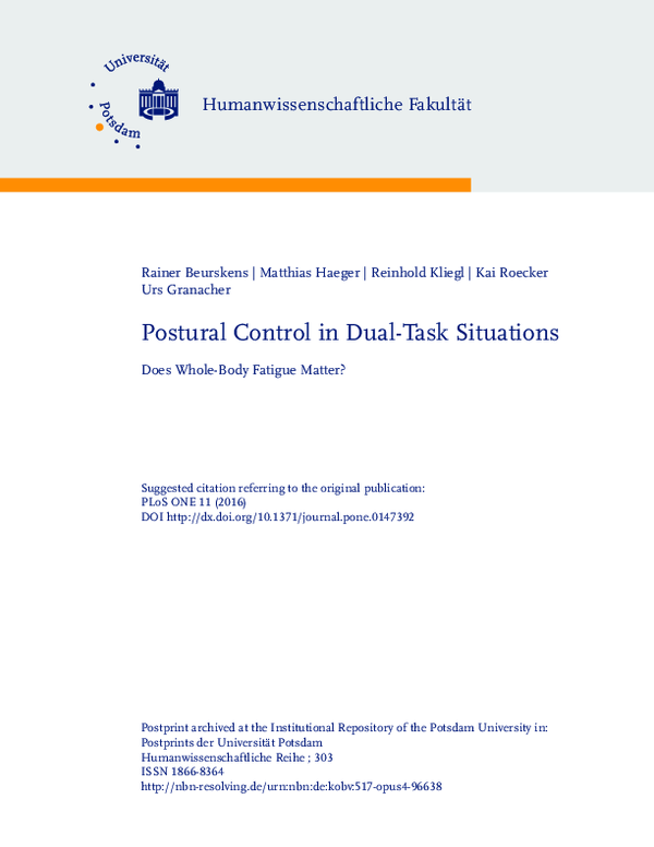 (PDF) Postural Control in Dual-Task Situations