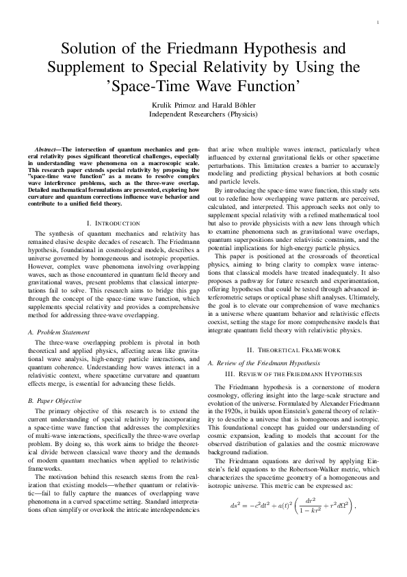 (PDF) Extending Relativity with Space-Time Wave Function
