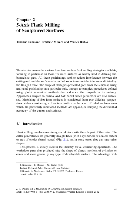 (PDF) 5-Axis Flank Milling of Sculptured Surfaces | Walter Daniel Rubio ...