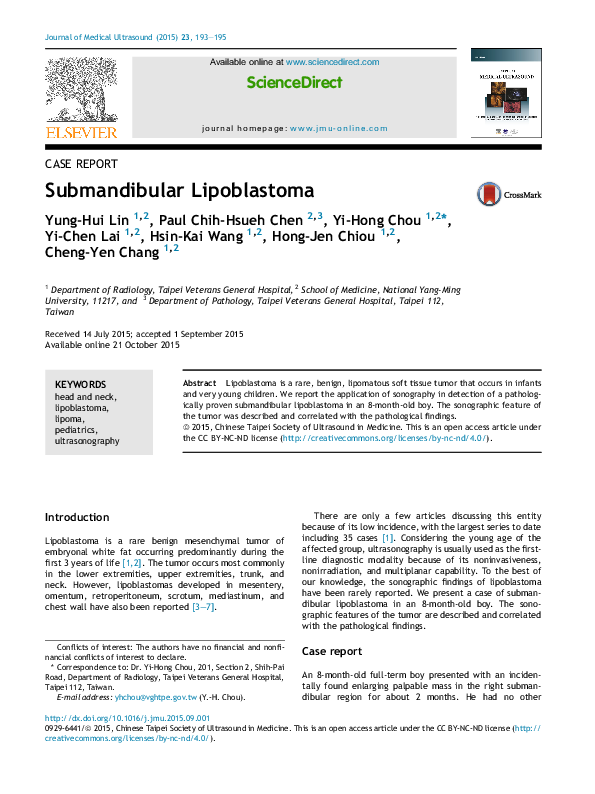 (PDF) Submandibular Lipoblastoma