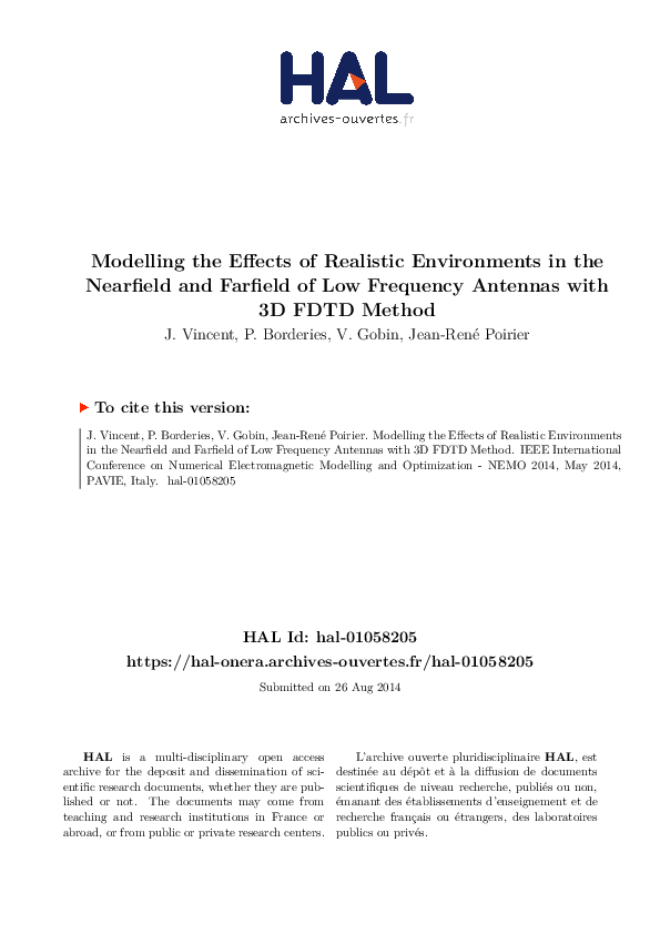 (PDF) Modelling the effects of realistic environments in the nearfield and farfield of Low ...