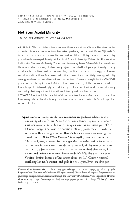(PDF) Not Your Model Minority: The Art and Activism of Renee Tajima-Peña
