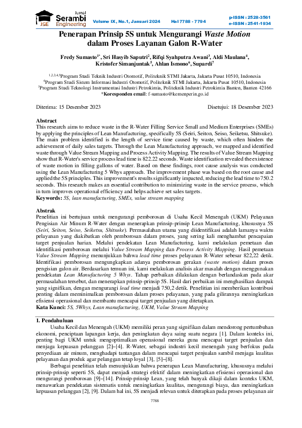 (PDF) Penerapan Prinsip 5S untuk Mengurangi Waste Motion dalam Proses ...