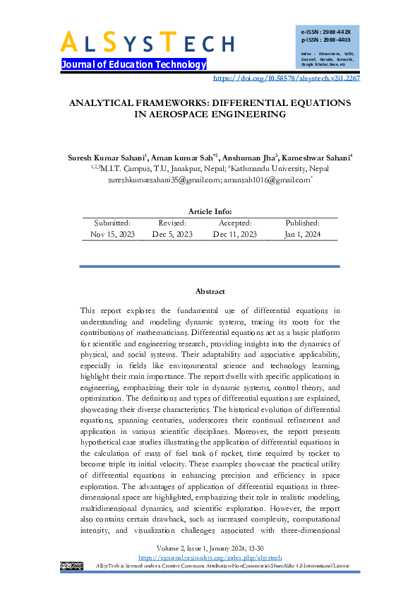 (PDF) Analytical Frameworks: Differential Equations in Aerospace ...