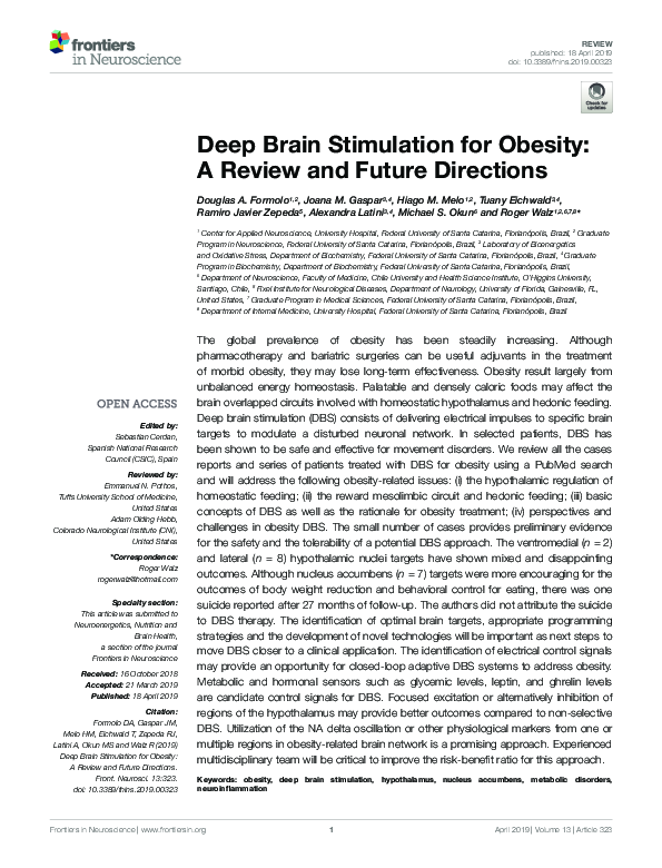 (PDF) Deep Brain Stimulation for Obesity: A Review and Future Directions