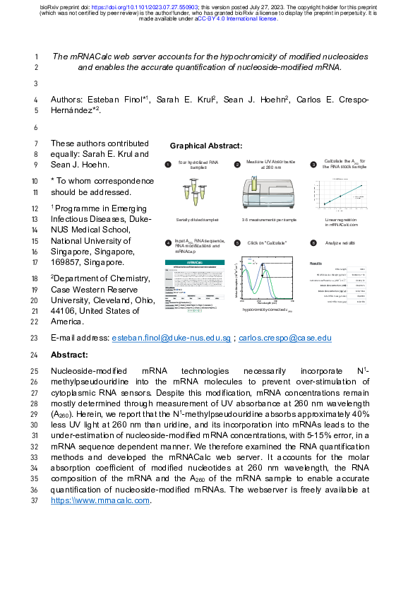 (PDF) The mRNACalc web server accounts for the hypochromicity of ...