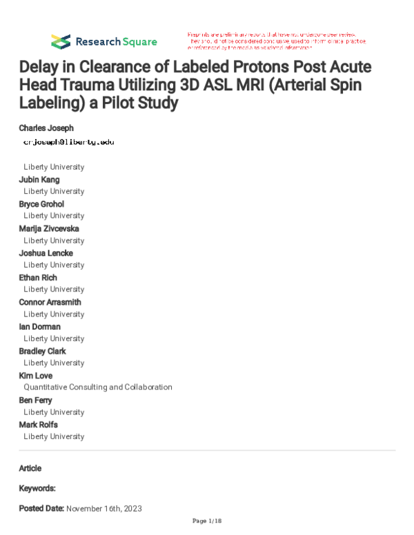 (PDF) Delay in Clearance of Labeled Protons Post Acute Head Trauma ...