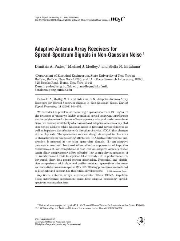 (PDF) Adaptive Antenna Array Receivers for Spread-Spectrum Signals in ...