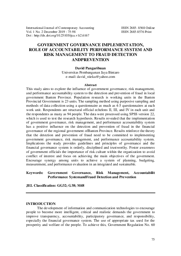 (PDF) Governance Practices Government, of Accountability Performance ...
