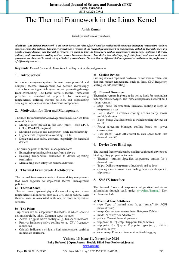 (PDF) The Thermal Framework in the Linux Kernel
