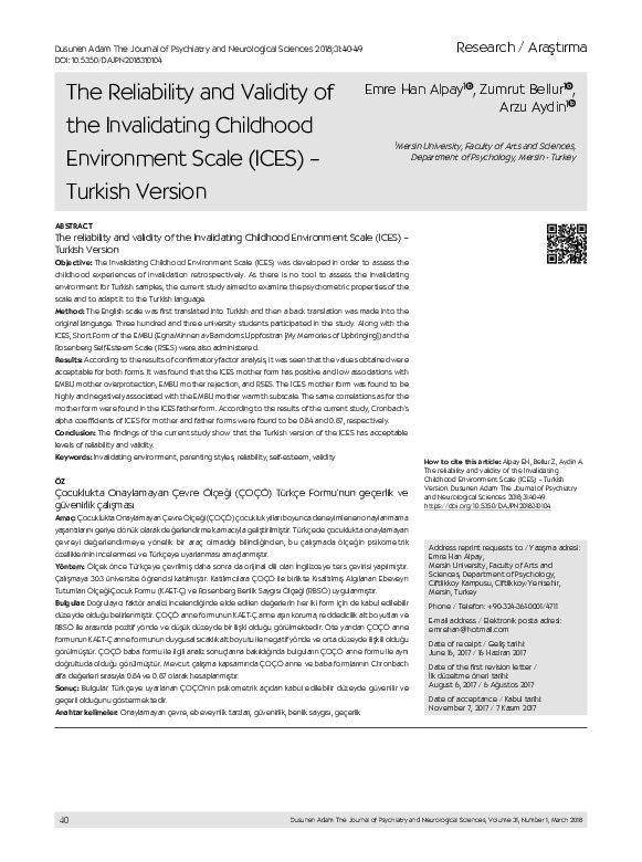 (PDF) The reliability and validity of the Invalidating Childhood ...