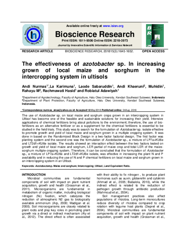 (PDF) The effectiveness of azotobacter sp . In increasing grown of ...