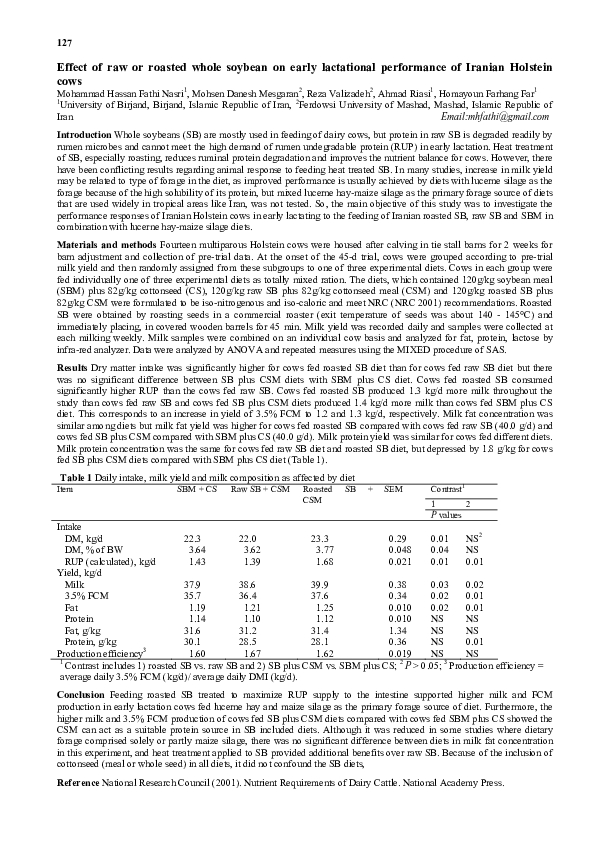 (PDF) Effect of raw or roasted whole soybean on early lactational ...