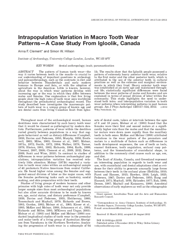 (PDF) Intrapopulation variation in macro tooth wear patterns-a case ...