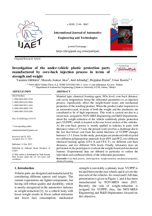 (PDF) Investigation of the under-vehicle plastic protection parts ...