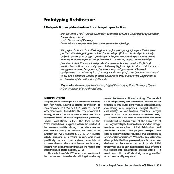 (PDF) Prototyping Architecture: A flat-pack timber plate structure from design to production