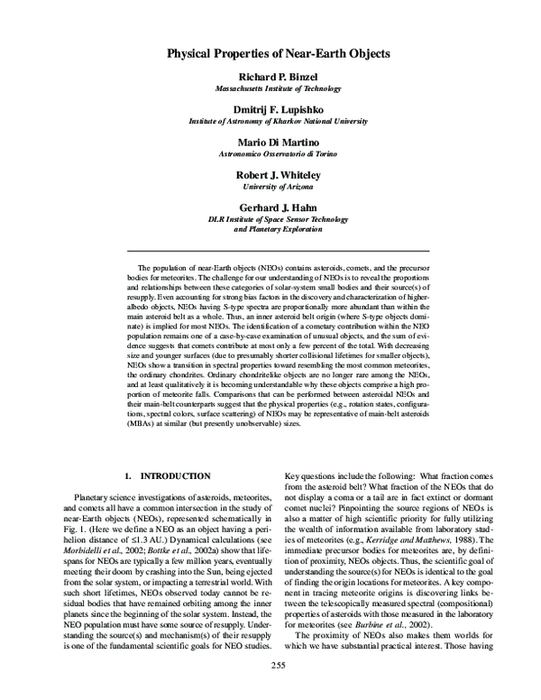 (PDF) Physical Properties of Near-Earth Objects