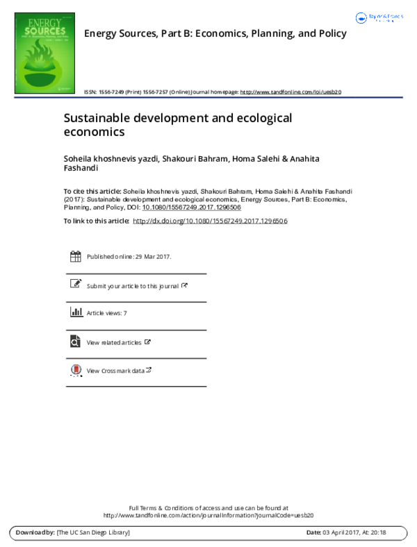 (PDF) Sustainable development and ecological economics