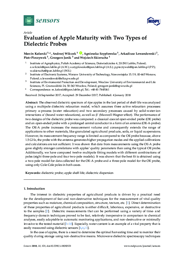 (PDF) Evaluation of Apple Maturity with Two Types of Dielectric Probes ...