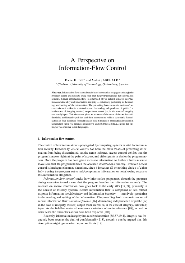 (PDF) A Perspective on Information-Flow Control
