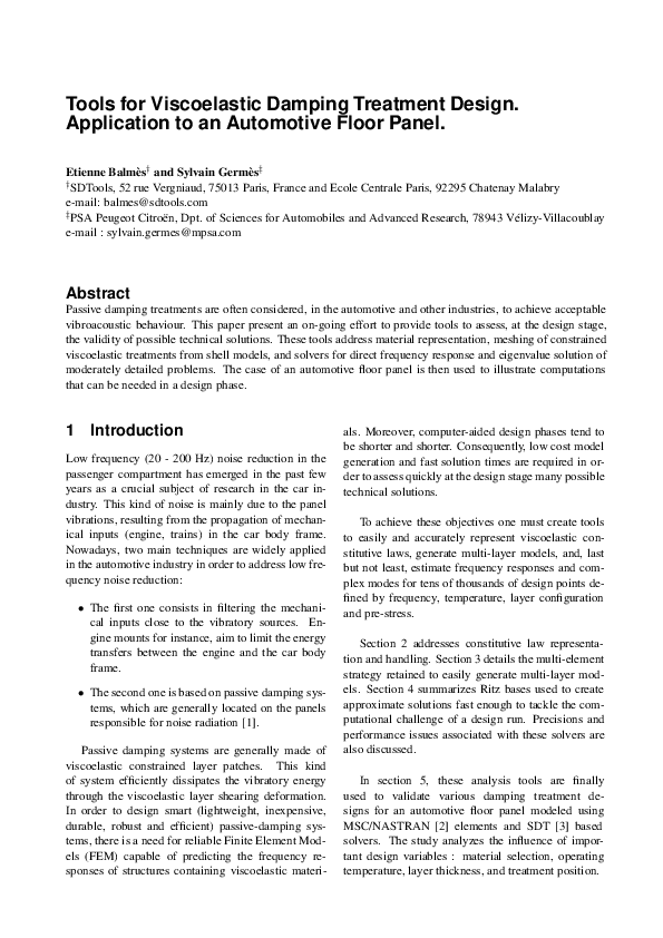 (PDF) Tools for viscoelastic damping treatment design. application to ...