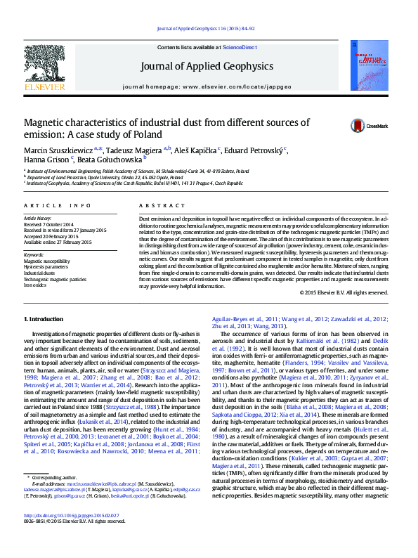 (PDF) Magnetic characteristics of industrial dust from different ...