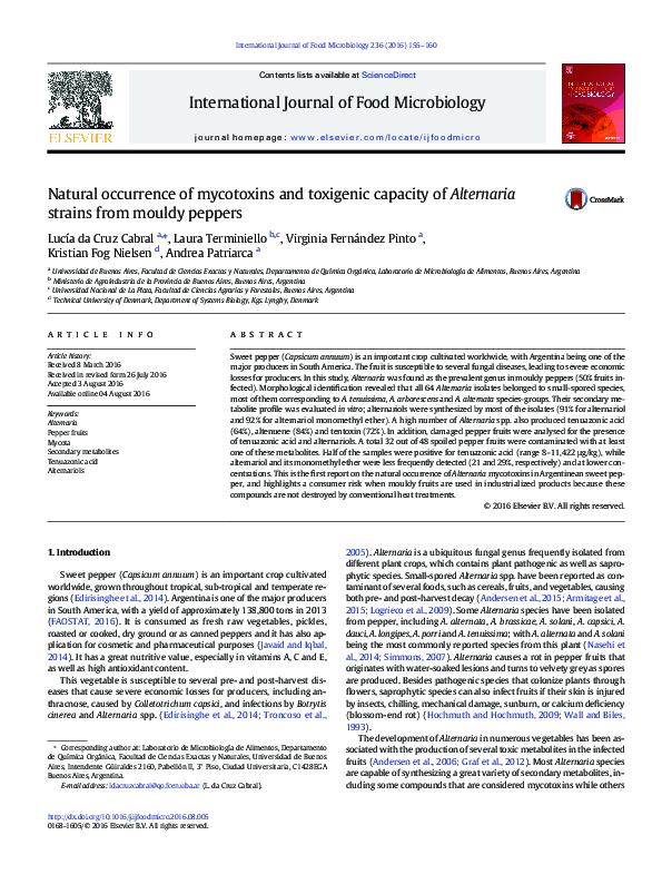 (PDF) Natural occurrence of mycotoxins and toxigenic capacity of ...