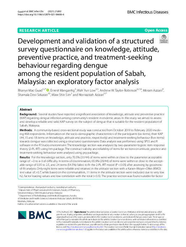 (PDF) Development and validation of a structured survey questionnaire on knowledge, attitude ...