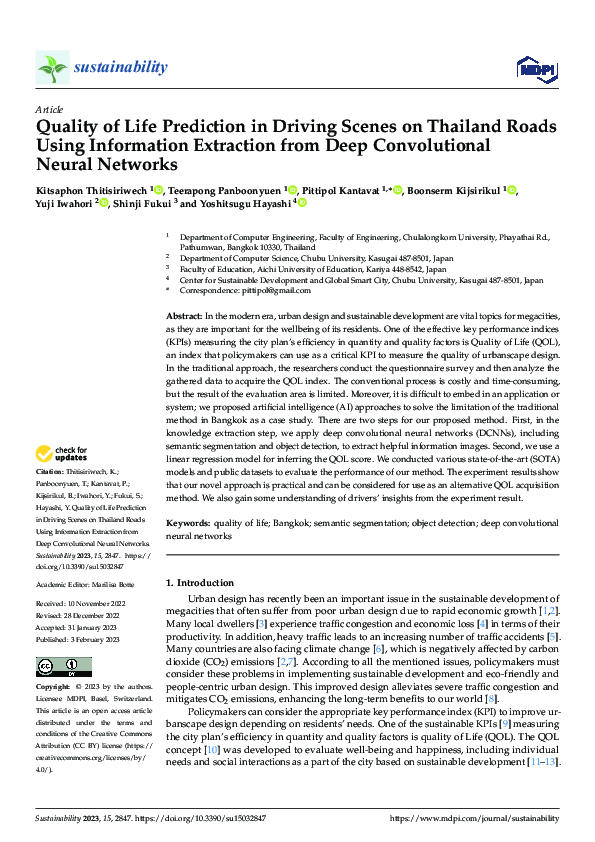 (PDF) Quality of Life Prediction in Driving Scenes on Thailand Roads Using Information ...