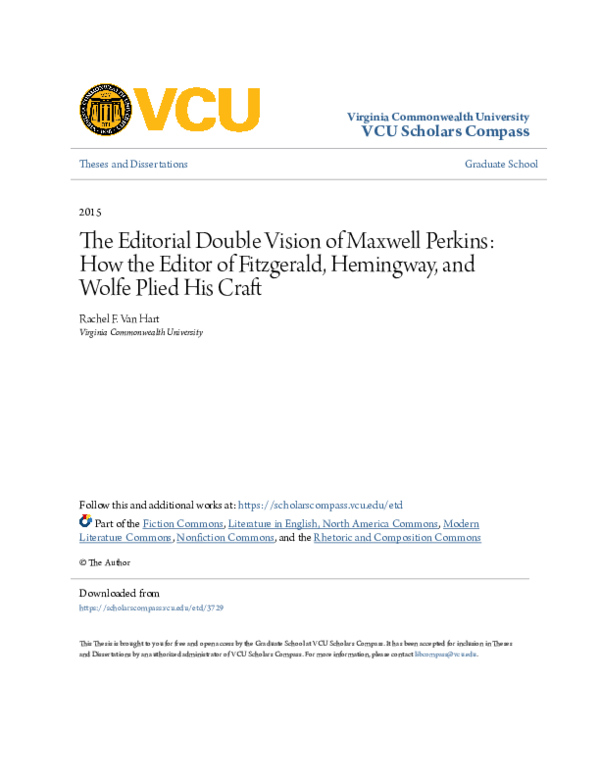(PDF) The Editorial Double Vision of Maxwell Perkins: How the Editor of ...