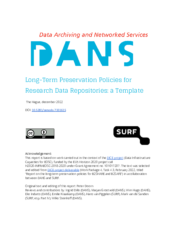 (PDF) Long-Term Preservation Policies for Research Data Repositories: a ...