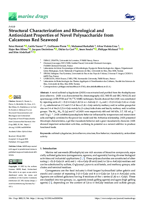 (PDF) Structural Characterization and Rheological and Antioxidant Properties of Novel ...
