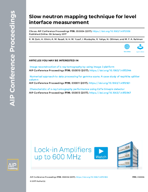 (PDF) Slow neutron mapping technique for level interface measurement