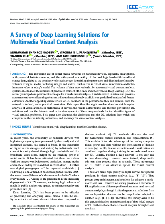 (PDF) A Survey of Deep Learning Solutions for Multimedia Visual Content ...