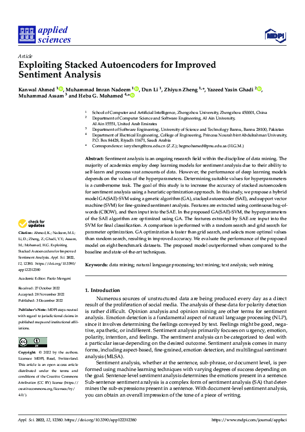 (PDF) Exploiting Stacked Autoencoders for Improved Sentiment Analysis