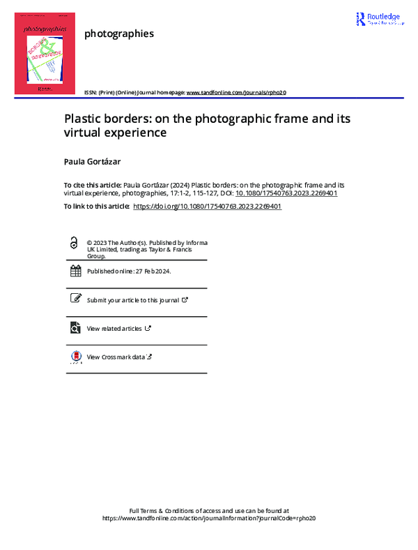 (PDF) Plastic Borders: On the Photographic Frame and its Virtual Experience